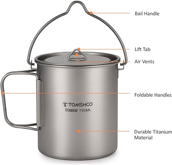 Camping Titanium Mug Titanium Pot – TOMSHOO